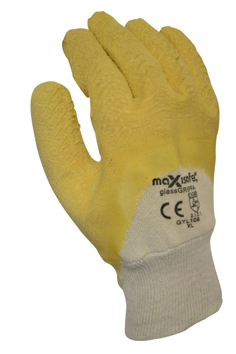 Premium Yellow Latex Glass Gripper Glove | Safety Direct
